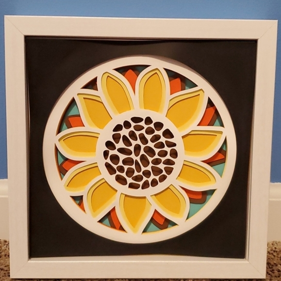 Hand Crafted | Accents | Handmade 3d Sunflower Shadow Box 9 X 9 | Poshmark